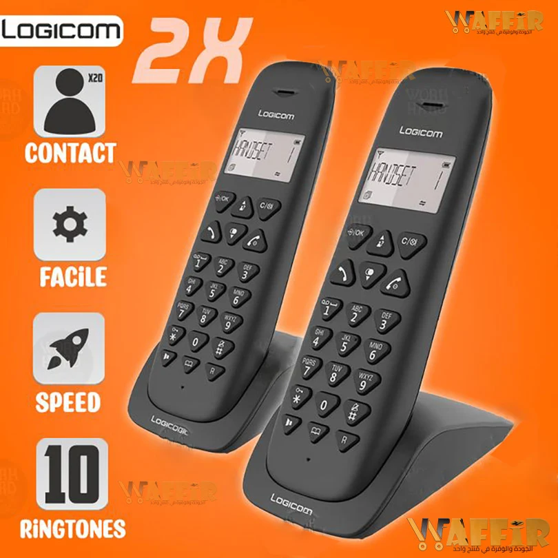 Logicom Téléphone Fixe Duo sans Fil sans Répondeur, Téléphones ...
